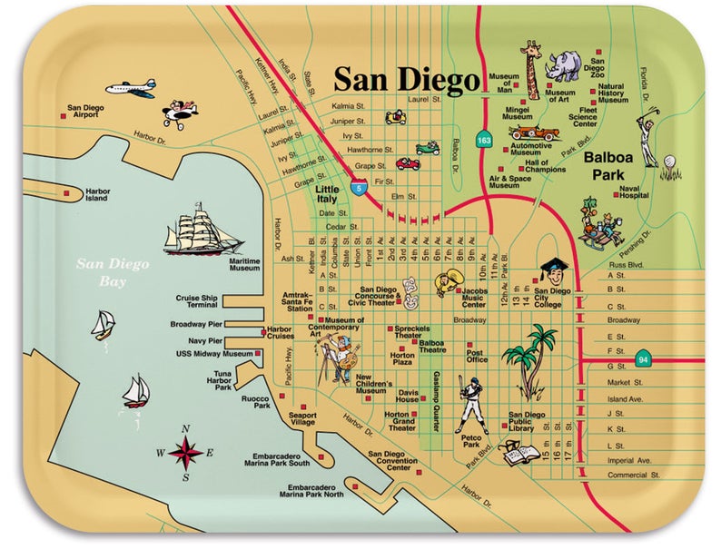 pictorial, illustrated maps of the San Diego area